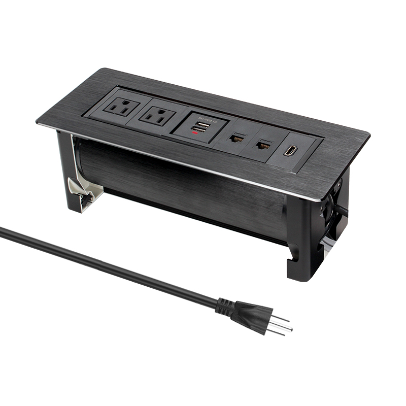 Black Alloy manual flip up rotary power socke with multifunctional ...