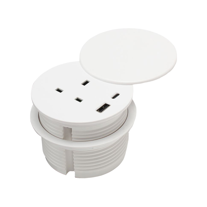White Power Grommet UK Outlets With Cover USBA Type C Charging 80mm ...
