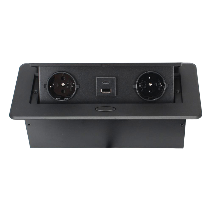 Kitchen worktops hidden desk 2 pin eu pop up sockets built-in safety ...
