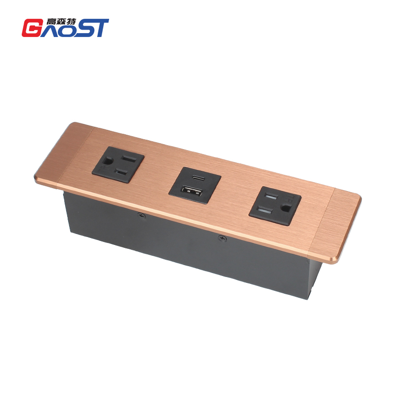 Desktop Recessed Alloy Power Socket 2 US Outlets 1 Combined USB-A&C For ...