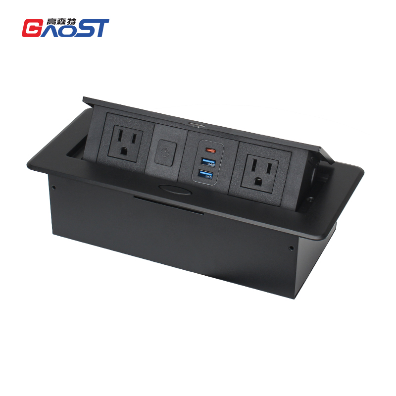 Pop UP Socket Install On Desktop Power Socket With Switch 2 USB-A +1 ...