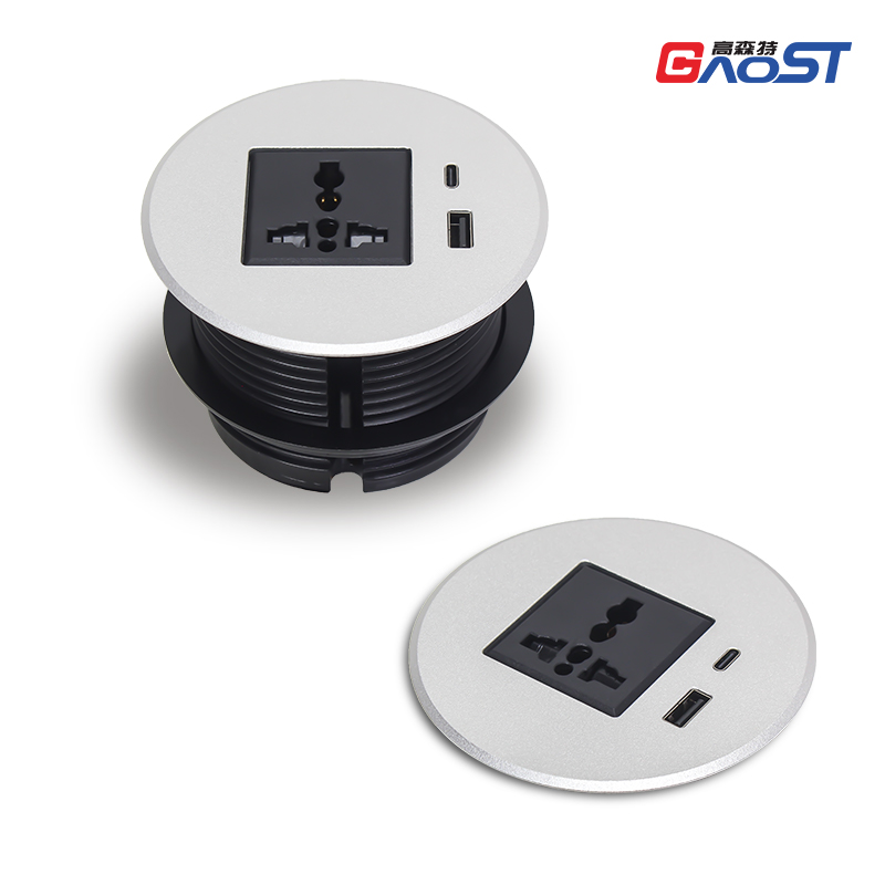 Alloy desk power grommet with universal socket PD20W USB charging hole ...